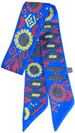 Generico &Eacute;charpe en soie fran&ccedil;aise 5x90 cm, motif puzzle de perles pour sacs, cheveux et mode, beige, taille unique