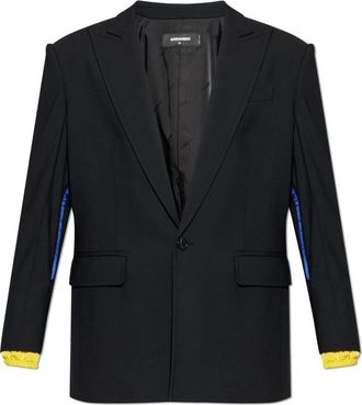 Dsquared2 Homme, Vestes, Noir, Taille: 2XL Blazer en laine avec une fente unique