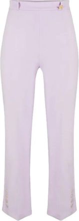 Elisabetta Franchi Femme, Pantalons, Violet, Taille: 40 FR Pantalon en cr&ecirc;pe double stretch