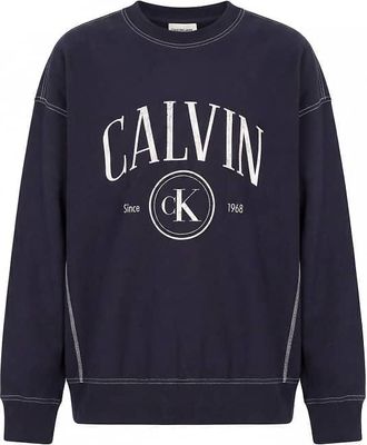 Calvin Klein Jeans Relaxed-Terry-Sweatshirt mit Logo-Print in Dunkelsaphir-Blau