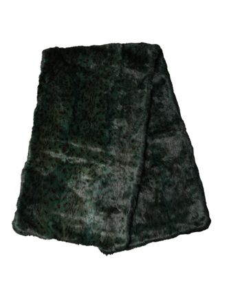 Dolce & Gabbana Womens Black Green Stripe Fur Shawl Neck Wrap 180cm X49cm Scarf And Faux