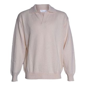Roberto Collina Homme, Tops, Beige, Taille: M Polo &agrave; manches longues sans boutons
