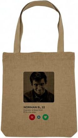 Fabulous Sac Shopping Tote Bag Aspect Lin - Norman Bates Social Network Psycho Dating Love - Sac de Courses Toile Epaisse 360g Beige Naturel Cabas Port&eacute; Epaule