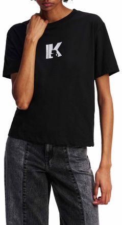 Karl Lagerfeld Damen, Regular Kurzarm T-Shirt Mit K-Logo, Normale Passform, Schwarz, L