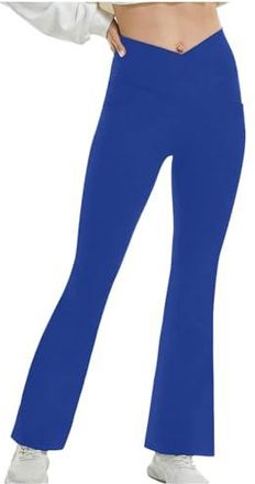 Generic Pantalon de yoga &eacute;vas&eacute; avec poches pour femme - Pantalon de yoga taille haute &agrave; jambes larges pour femme, extensible, pour le travail, la gym, le jogg
