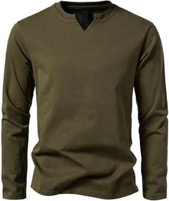 Generic Chemises &agrave; manches longues d&eacute;contract&eacute;es et col en V pour homme, T-shirts l&eacute;gers et respirants pour le printemps et lautomne 2026, Jn, XXL