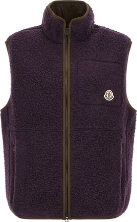Moncler Wool-Blend Textured Vest - Purple
