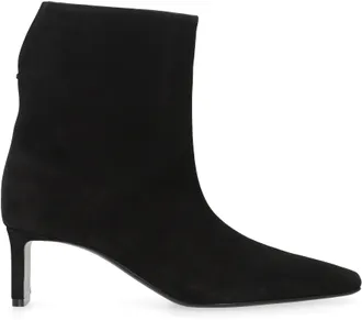 Khaite Womens Ankle Boots Ona Suede Black Calf Leather