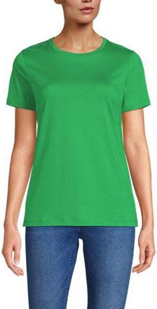 Lands End Supima Kurzarm-Shirt mit rundem Ausschnitt, Damen, Größe:40-42 regular, Grün, Baumwolle, by Lands End