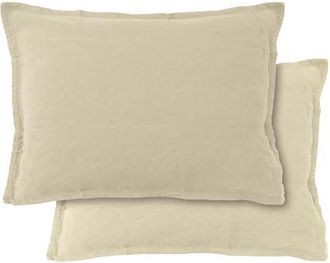 Matt & Rose Lot de 2 Taies doreiller 50x70 cm Uni Passion Lin | 100% Lin Lav&eacute; | Oeko-TEX Standard 100 | Ivoire