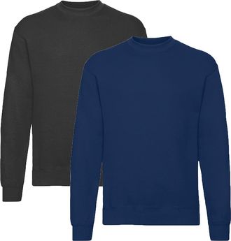 Fruit Of The Loom Herren 62-202-0 Set-IN Sweatshirts 1er/2er - 1Schwarz/1Navy + 1 HLKauf-Notizblock - Gr&ouml;&szlig;e: XXL