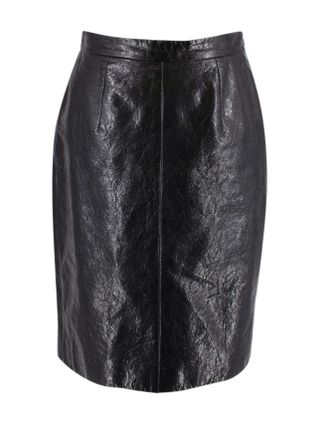 Miu Miu Black Crackled Leather Pencil Skirt Size XS