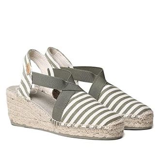 Toni Pons Espadrille pour Femme en Tissu de Coton - Terra - Kaki, 37 EU