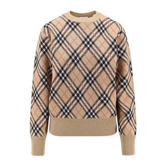 Burberry Gerippter Rundhalsausschnitt Pullover Lange &Auml;rmel - - Knitwear - Damen - Beige - L