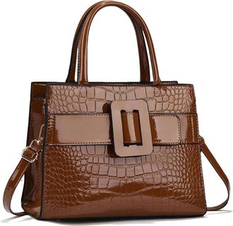Nicole & Doris Frauen Tasche Elegante Handtasche Damen Designer Schultertasche PU Leder Tote Handtasche Umh&auml;ngetasche Kroko Henkeltasche mit Vielen F&auml;chern Braun