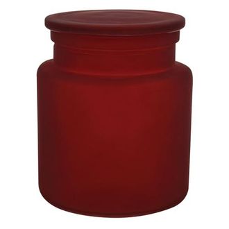 Spirella Universaldose Yoko Kosmetikdose, Wattedose, Aufbewahrung Bad, Glas, 10,2 x 12 cm, Rot