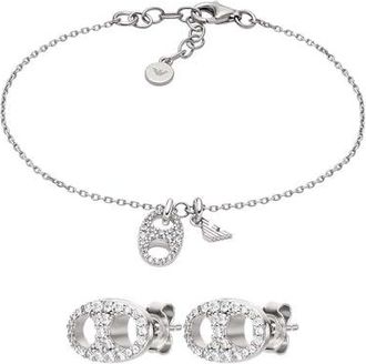 Emporio Armani Femme Bracelet et Boucles dOreilles Argentés, Set