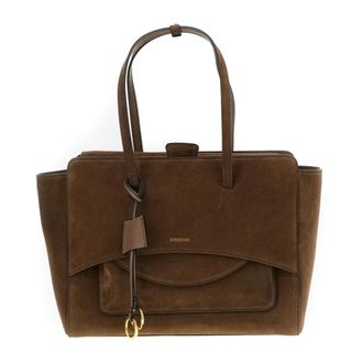 Hidesins Sac port&eacute; &eacute;paule Suede Flap L - Femme - Sacs - Brun - Taille: ONE Size