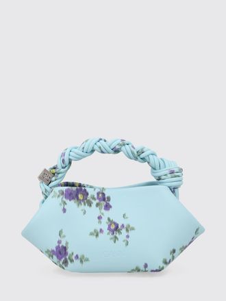 Ganni Bou Handtasche aus recyceltem Leder mit Blumenmuster und geflochtenem Griff