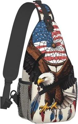 Generic Mode Sacoche Port&eacute; &eacute;paule Totem boh&egrave;me drapeau am&eacute;ricain Eagle am&eacute;rindien attrape-r&ecirc;ves Sacs &agrave; Bandouli&egrave;re Polyester Cross Body pour Voyage Cyclisme &eacute;