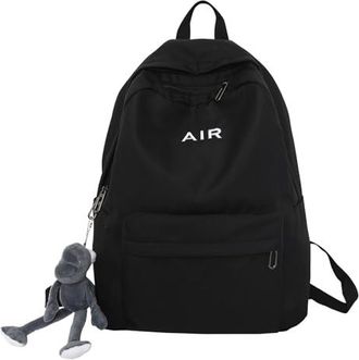 Generic Sac &agrave; dos &eacute;tudiant sac &agrave; dos grande capacit&eacute; avec joli pendentif en maille pour l&eacute;cole, Noir, taille unique