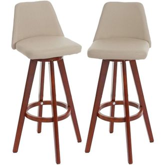 Hhg Neuwertig] 2er-Set Barhocker HHG 569, Barstuhl Tresenhocker, Holz Kunstleder drehbar MVG-zertifiziert creme