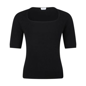 Alexander McQueen Schwarzes Top mit Quadratischem Ausschnitt Mittlere &Auml;rmel - - Tops - Damen - Schwarzk - S