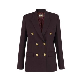 Elisabetta Franchi Gabardine Double-Breasted Jacke - - Jackets - Damen - Braun - L