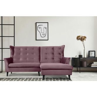 Konsimo Salis Ecksofa rechts gepolstert auf Beinen, rosa - Konsimo