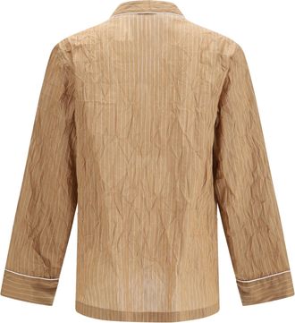Dolce & Gabbana Froiss&eacute; Striped Linen Blend Shirt - Beige