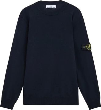 Stone Island Homme, Pulls, Bleu, Taille: 2XL Pull L&eacute;ger en Laine M&eacute;rinos &agrave; Col Rond