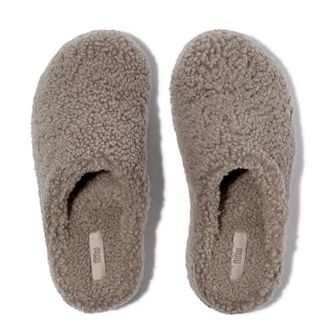 FitFlop Sabots SHUV en Peau de Mouton boucl&eacute;e pour Femme, Taupe, 40 EU, Taupe, 41 EU