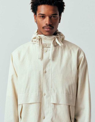 Asos Veste coupe-vent oversize &agrave; carreaux - Beige-Neutre