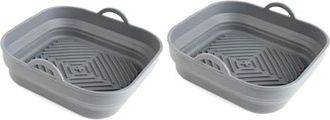 Salter Salter Square Air Fryer Basket Liner - Zusammenklappbares Silikon, 2er-Set, Gerippter Boden f&uuml;r Luftzirkulation, Sp&uuml;lmaschinenfest, Antihaftbeschichtu