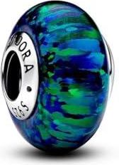 Pandora Pandora Moments Charm en argent sterling avec opale verte bleue créée en laboratoire