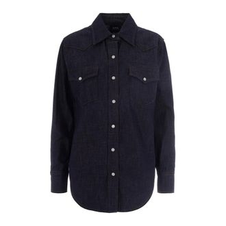 A.P.C. Lang&auml;rmeliges Hemd mit Kn&ouml;pfen - - Blouses & Shirts - Damen - Blau - 2XS