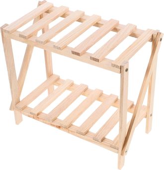 BESPORTBLE Sewroro Pflanzenst&auml;nder aus Holz 2 St&ouml;ckig Balkon Blumentopfst&auml;nder Robustes Blumenregal f&uuml;r Kleine T&ouml;pfe Holz Blumenhalter f&uuml;r Wohnzimmer und B&uuml;ro