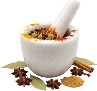 Relaxdays M&ouml;rser mit St&ouml;&szlig;el, Marmor, HxD: 8 x 10 cm, Gew&uuml;rze & Kr&auml;uter, robust & langlebig, polierter Steinm&ouml;rser, wei&szlig;