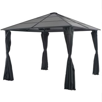 vidaXL Vidaxl - Tonnelle avec rideau Aluminium 3x3 m Noir