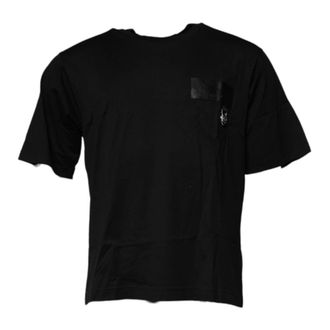 Dolce & Gabbana Homme, Tops, Noir, Taille: XS T-shirt Noir en Coton avec Patch Logo