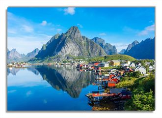 Wallario selbstklebendes Poster - Skandinavisches Bergpanorama, Aufkleber in Premiumqualit&auml;t, Klebefolie Gr&ouml;&szlig;e: 70 x 100 cm (Riesenposter)