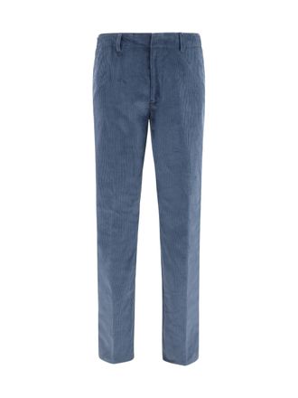 Etro Mens Pants Roma Corduroy Dusty Blue Cotton Trousers