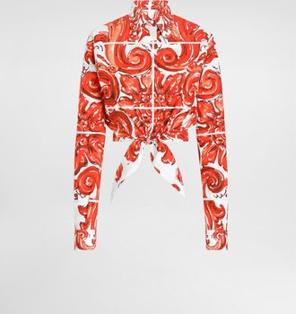 Dolce & Gabbana Hemd Aus Popeline Mit Majolika-print - Frau Blusen Und Tops Mehrfarbig 50
