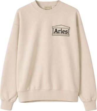Aries Homme, Sweatshirts et sweats &agrave; capuche, Beige, Taille: L SweaT-shirt Temple Premium Star 20000