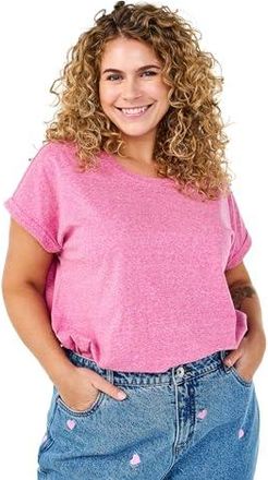 Zizzi T-shirt femme grandes tailles coton col rond taille 42-60, Raspberry Rose Mel., 54-56 grande taille