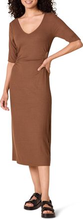 Amazon Essentials Damen Fein Geripptes Kleid mit seitlichem Ausschnitt (zuvor Daily Ritual), Schokoladenbraun, M