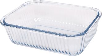 Argon Tableware Optisch Rechteckige Kuchenform aus Glas - 22cm x 16.5cm - 1x Groß Tief Torte Brownie Käsekuchen Brot Schwamm Ofen Backen Zinn Tablett Pfanne | Mikrowe