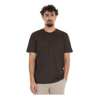 Marco Pescarolo Woll-Rundhals-T-Shirt mit Bel&uuml;ftungsschlitzen - - Tops - Herren - Braun - 3XL