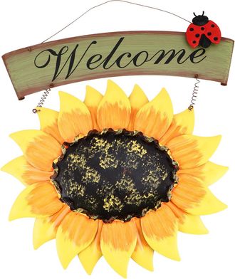 DOITOOL Sonnenblumen Deko Aus Künstliche Sonnenblume Als Türschmuck Geschenkidee Für Zuhause Und Büro Sonnenblume Hängeplakette Willkommens-hängeschild Für Ei