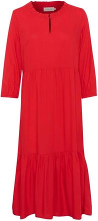 Cream CRTiah Flounce Dress - - Dresses - Damen - Rot - 2XL